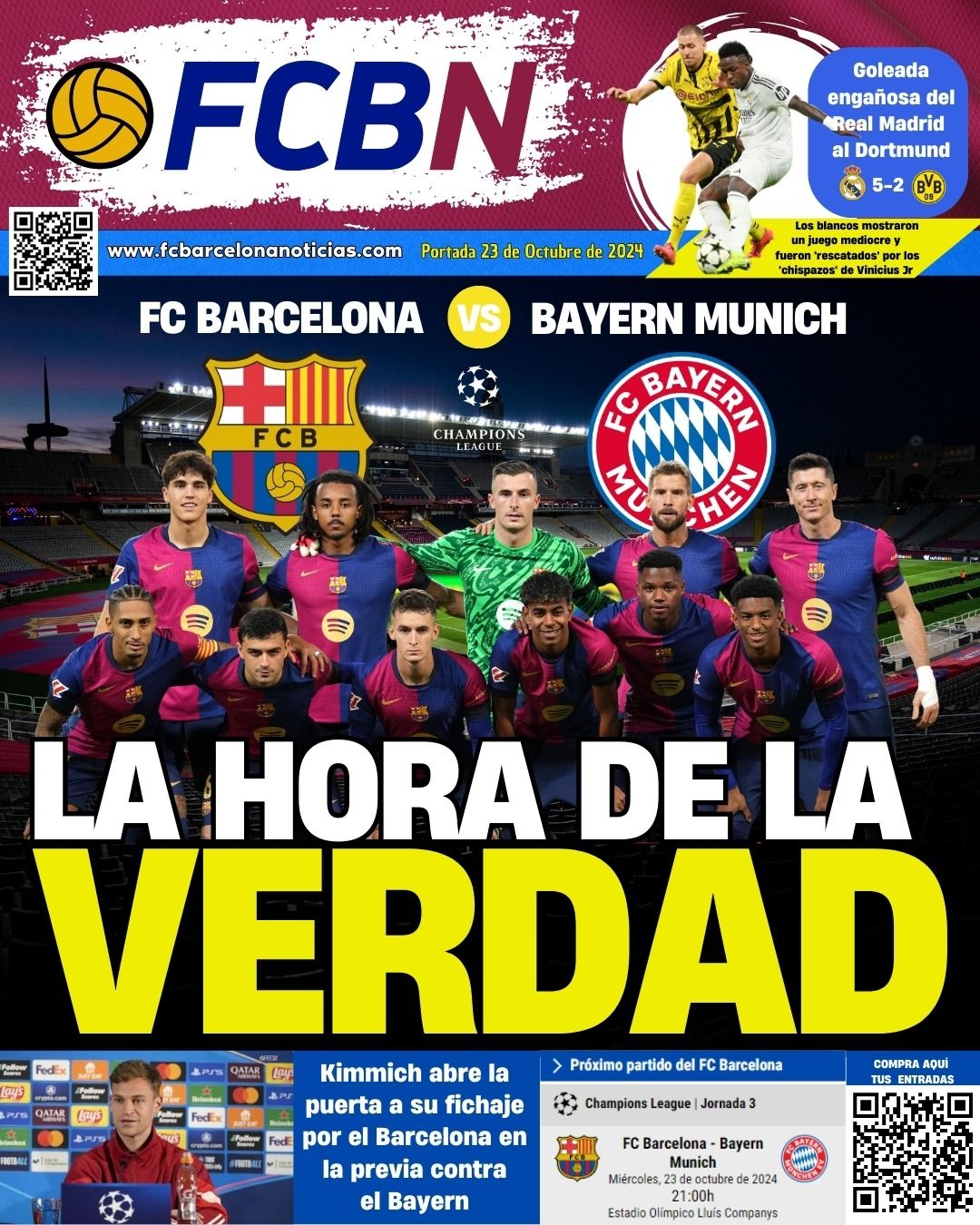 FCBN cover 10/23/2024: BARCELONA VS BAYERN - THE MOMENT OF TRUTH