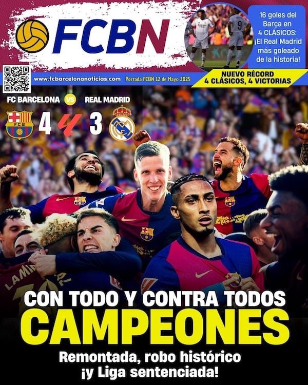 Portada FCBN 12/05/2025: FCB 4-3 REAL MADRID LALIGA