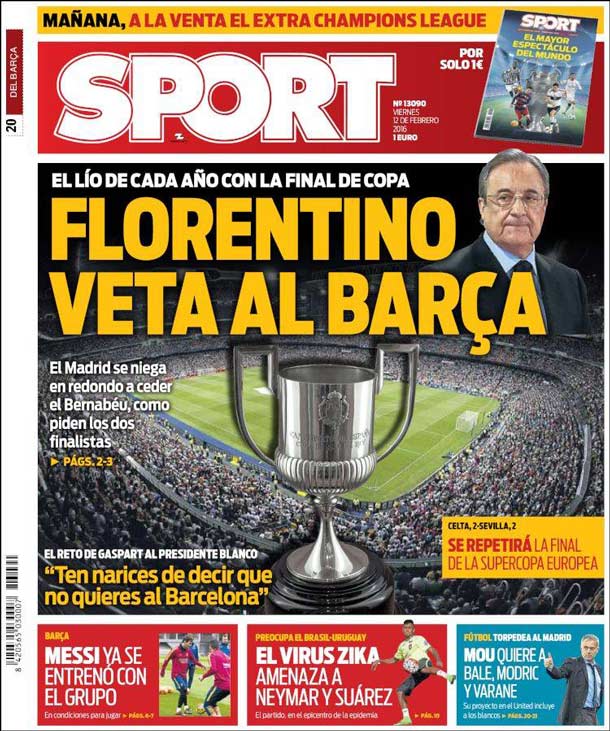 Cover Sport: Florentino vetoes to the Barça