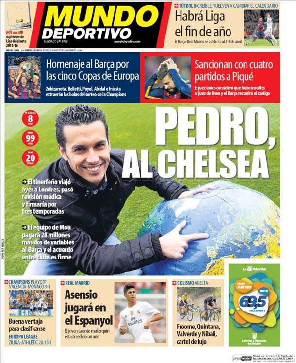 Carried Sportive World: Pedro, to Chelsea